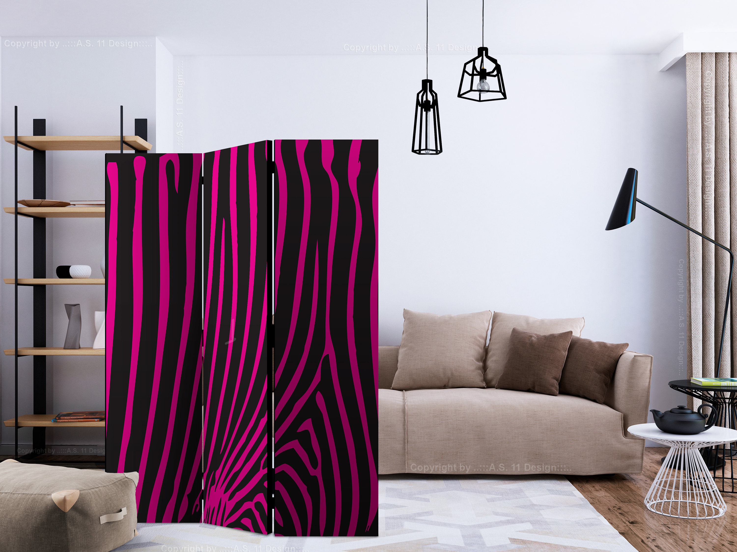 East Urban Home Room Divider - Zebra Pattern (Violet) [Room Dividers ...